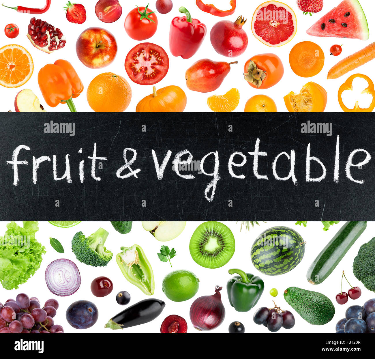 Fresh color fruits and vegetables concept Stock Photo - Alamy