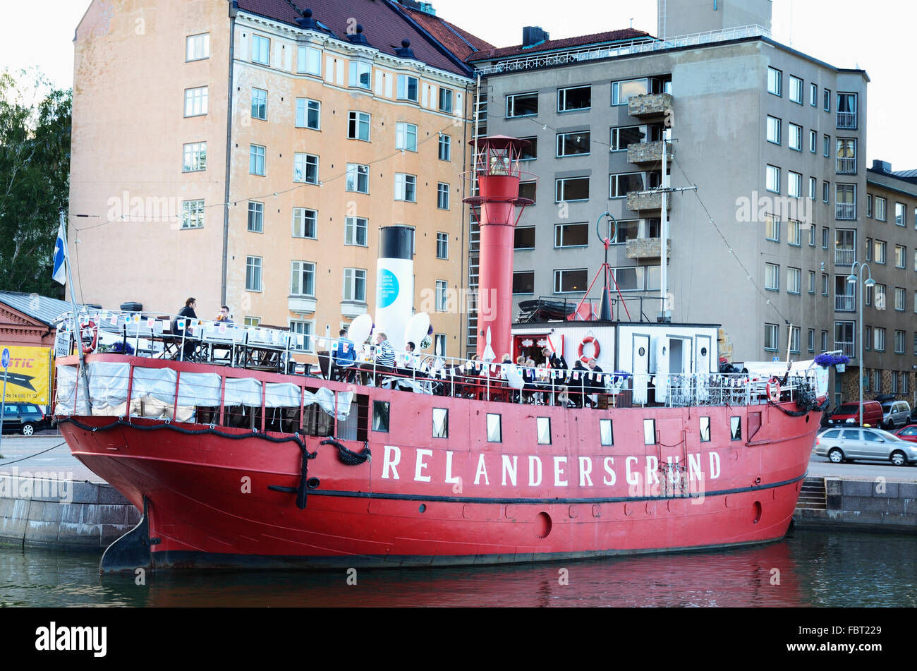 Bar restaurant located in a boat transformed. Helsinki, Finland Stock ...
