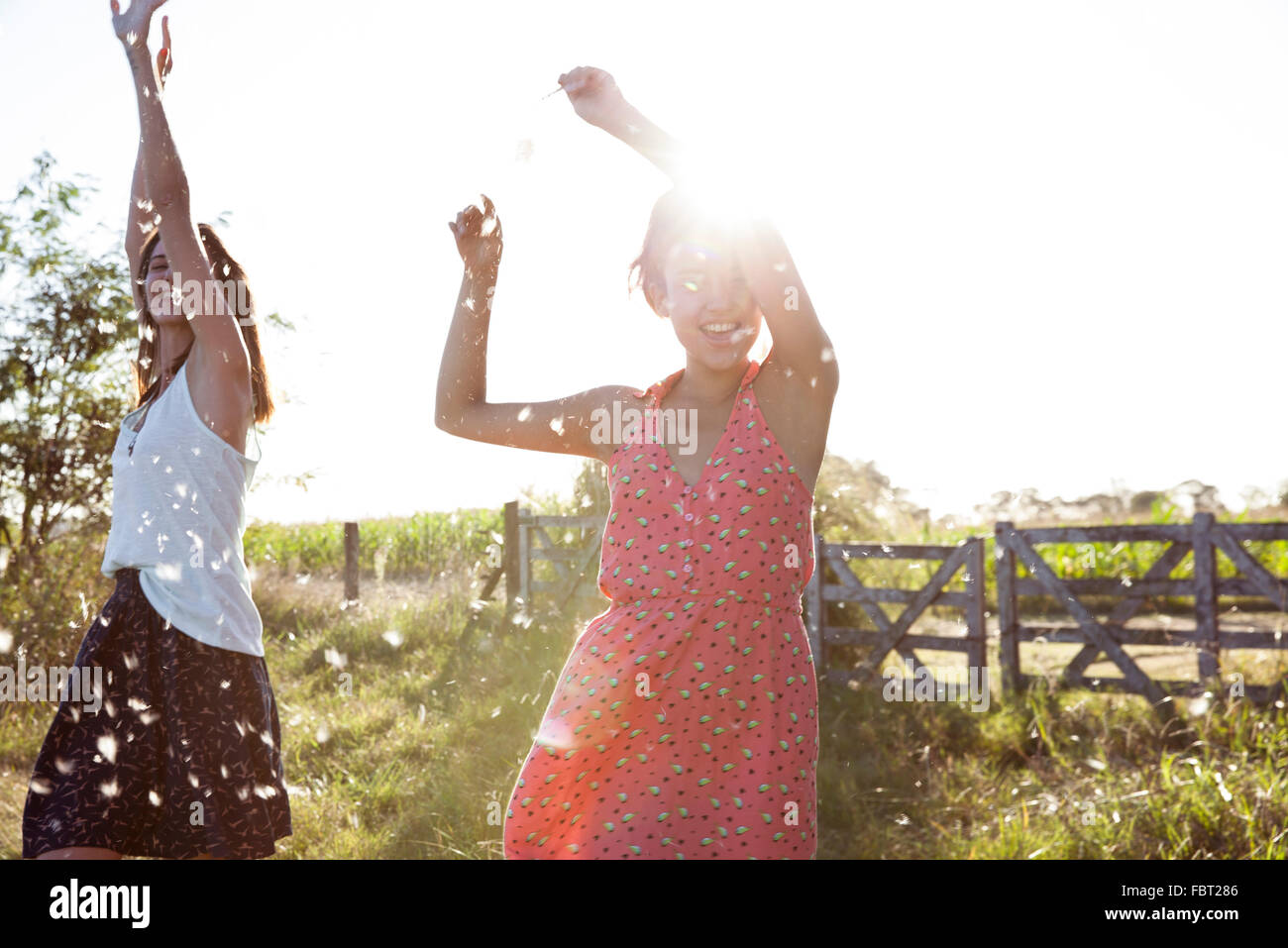 Friends dancing outdoors Stock Photo - Alamy