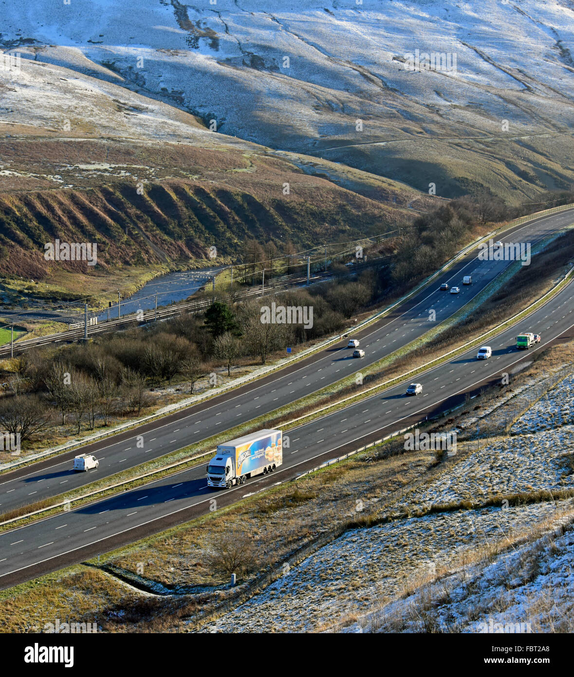 M6 Motorway, West Coast Main Line and River Lune. Lune Gorge, Cumbria ...
