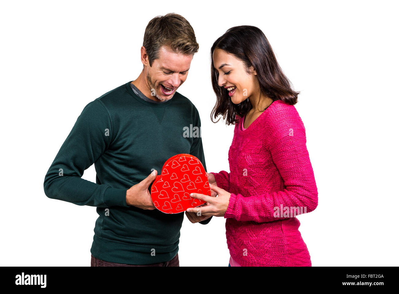 Beautiful couple surprise heart gift hi-res stock photography and ...