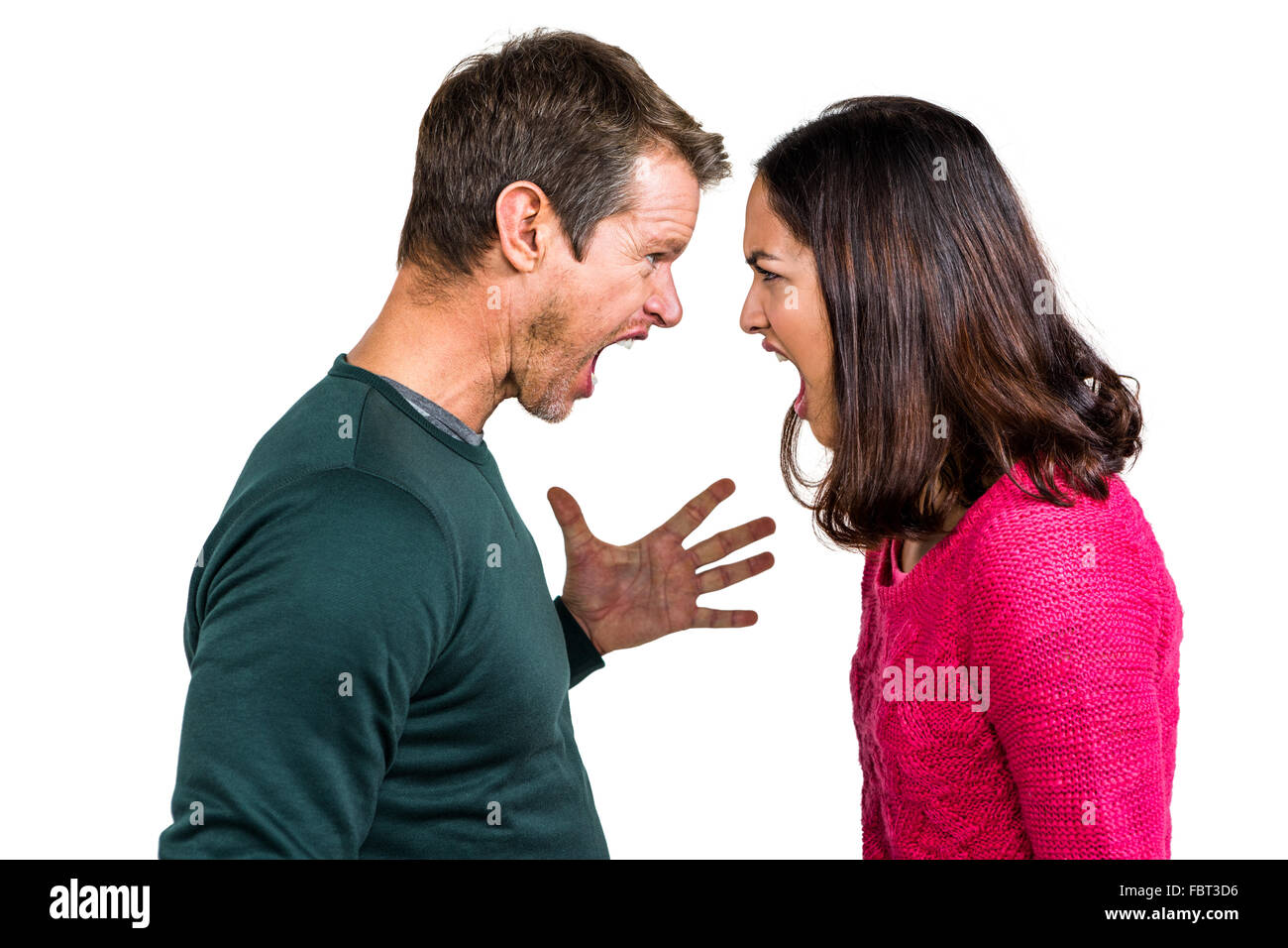 Side view of couple fighting Stock Photo - Alamy