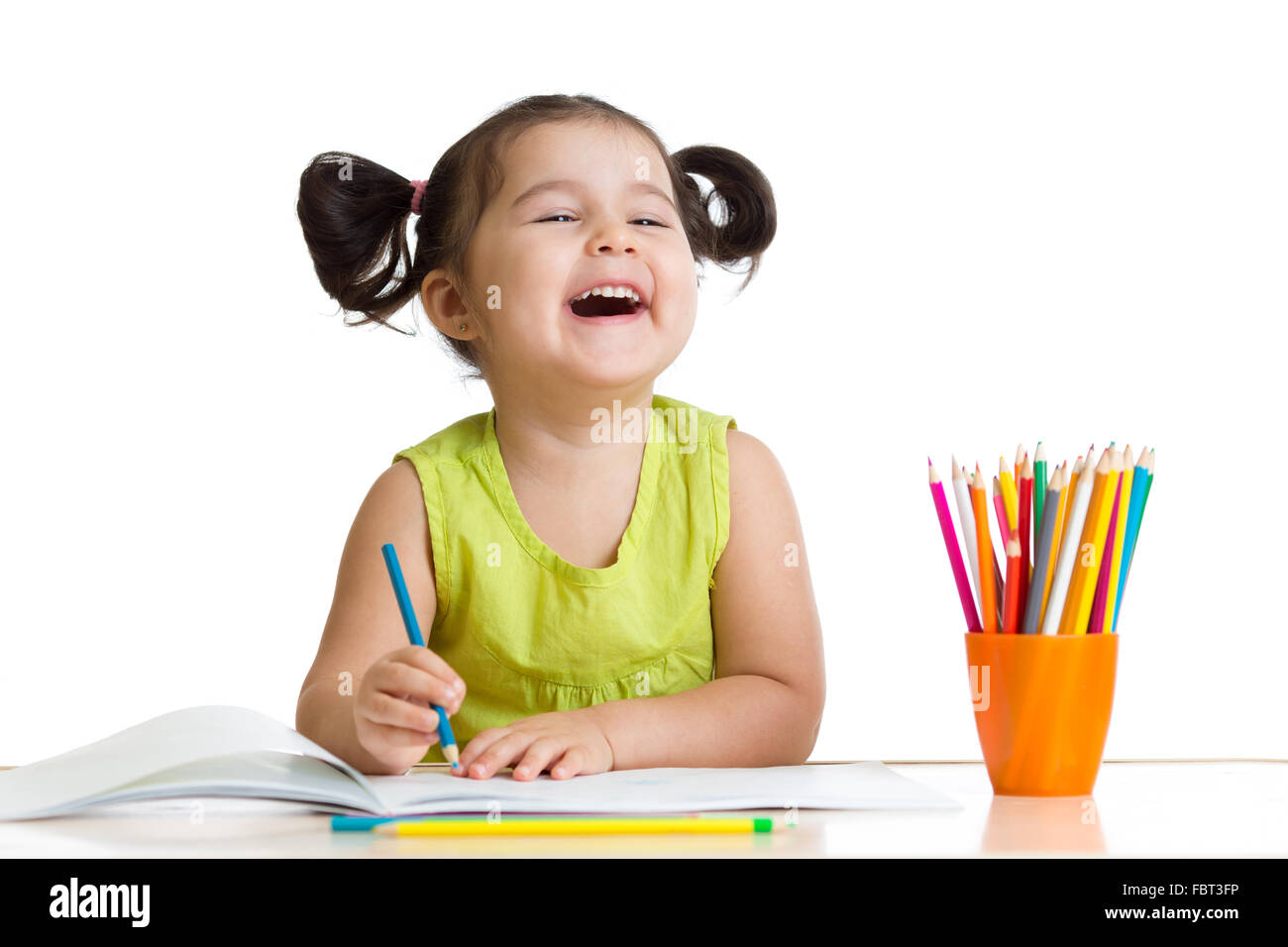 Kid thinking pencil hi-res stock photography and images - Alamy