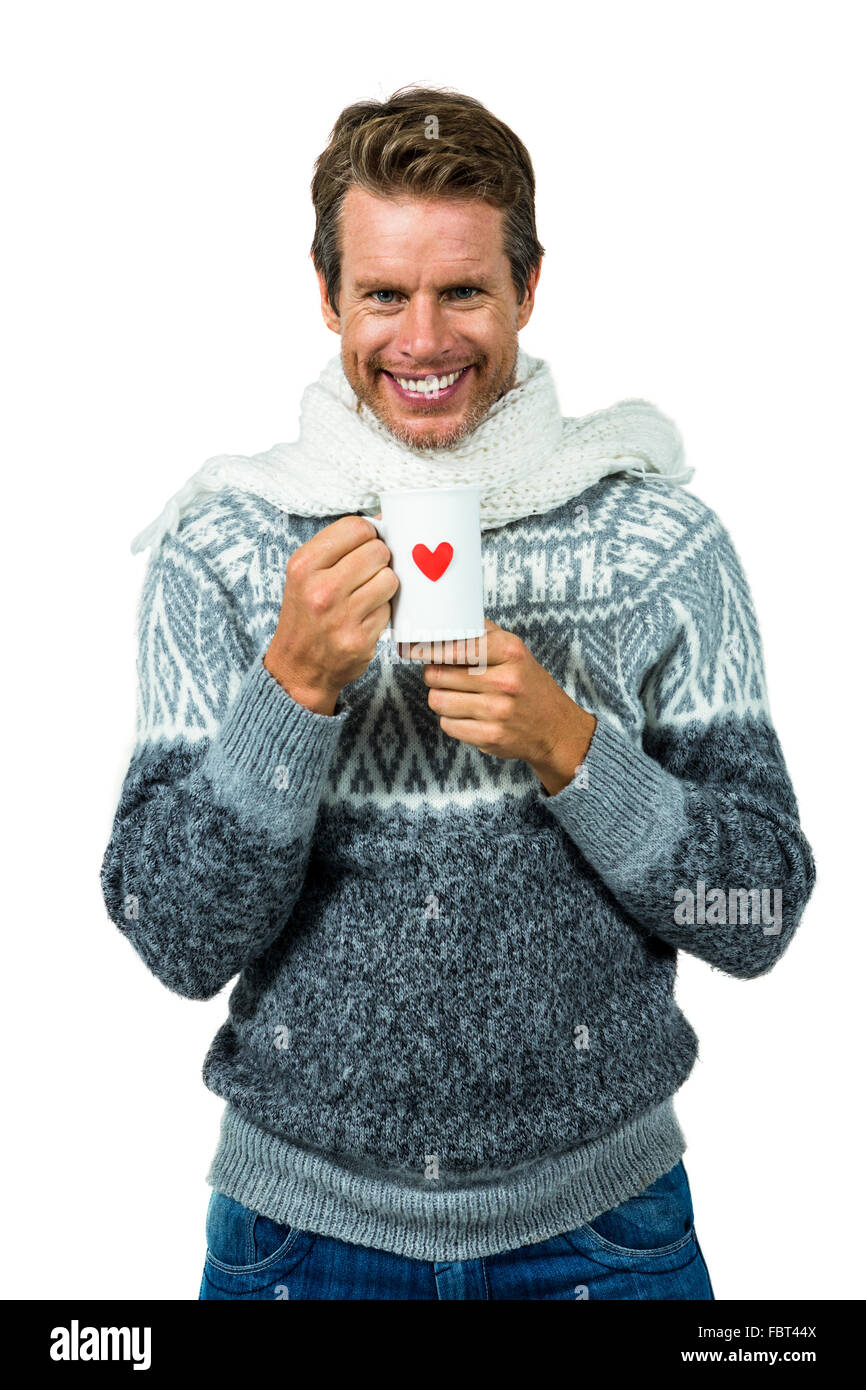 Portrait of happy man holding mug Stock Photo - Alamy