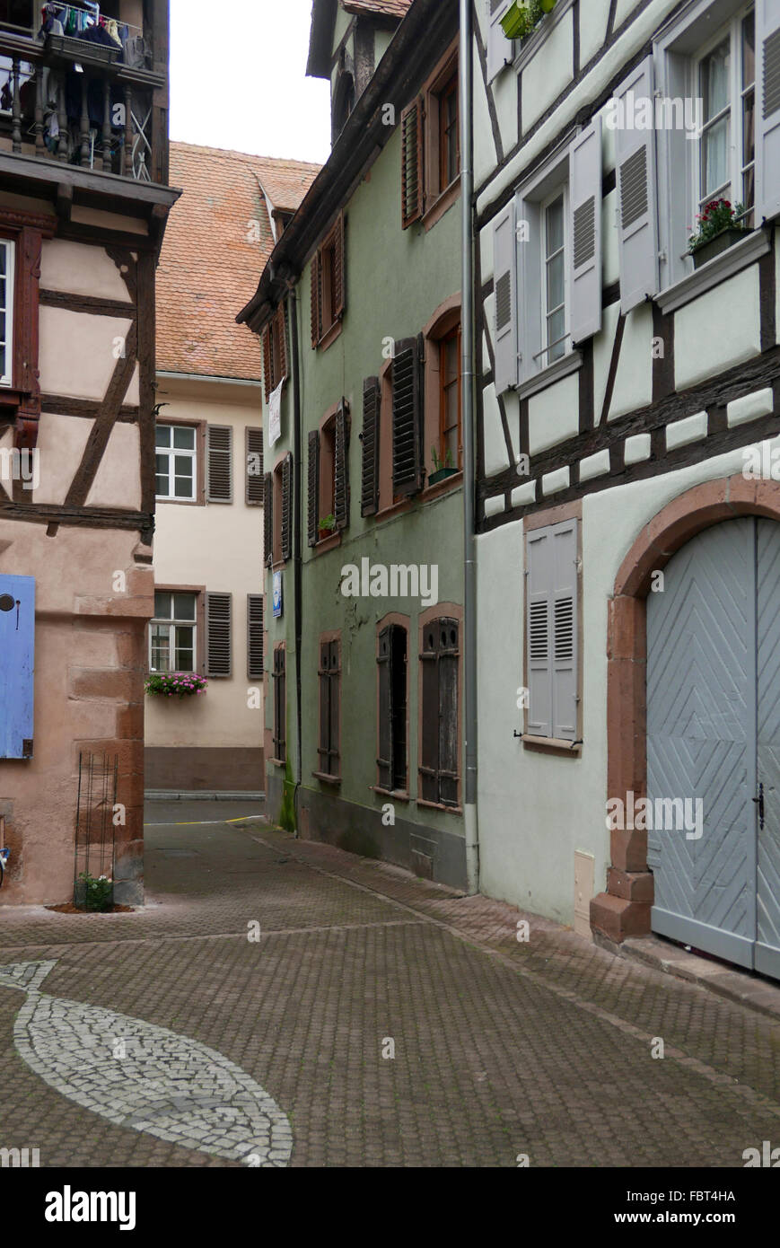 Town of Selestat in the Alsace region of France, lots of half timbered ...