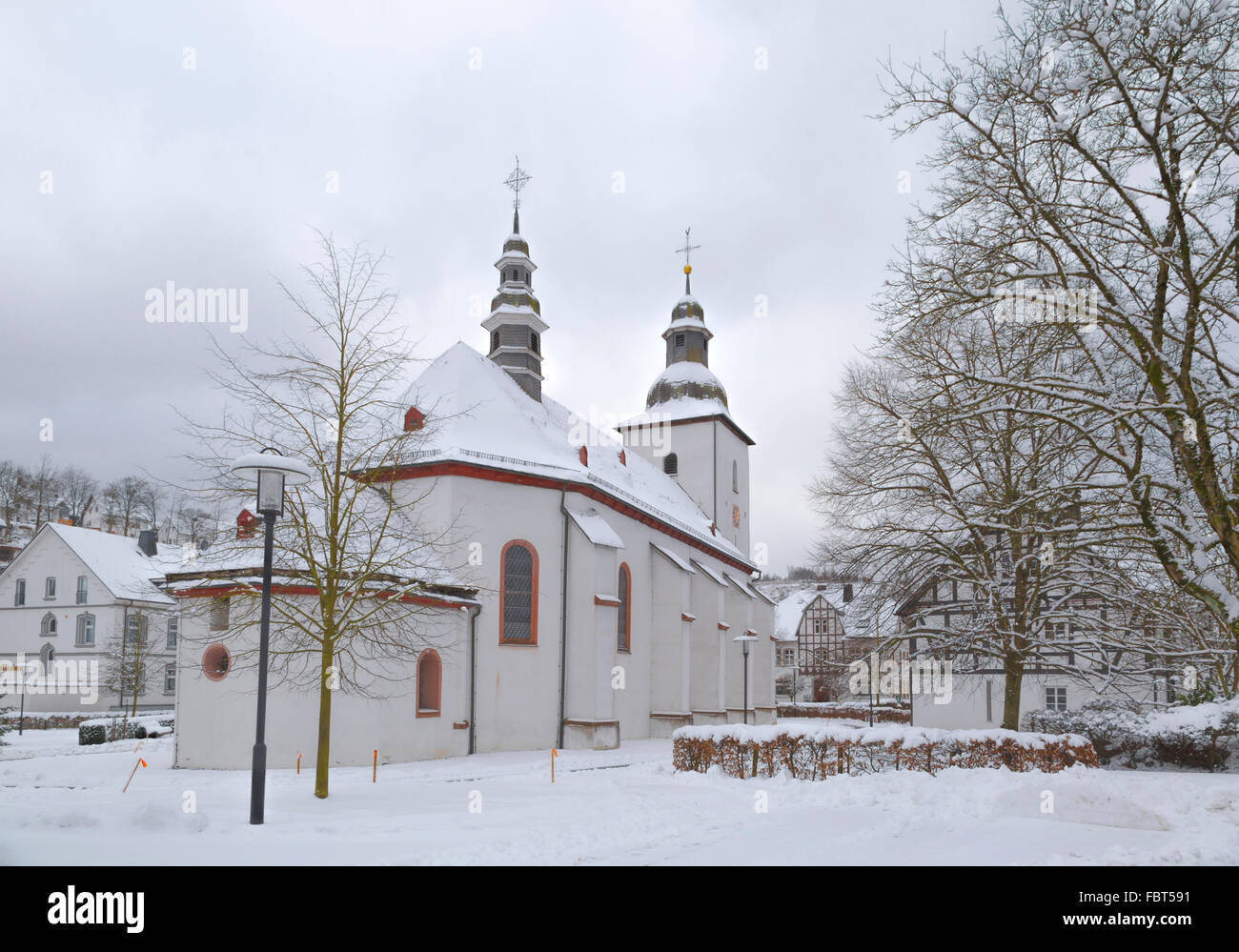 View on Saint Gertrud church and ancient architecture in Oberkirchen ...