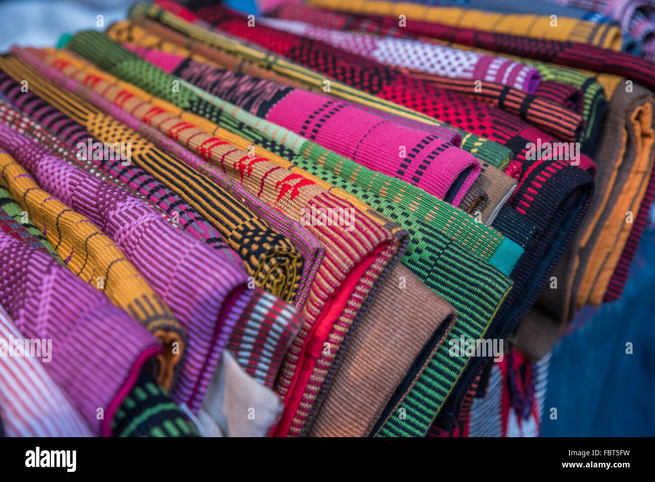 Indian market. An assortment of traditional vibrant textiles for sale ...