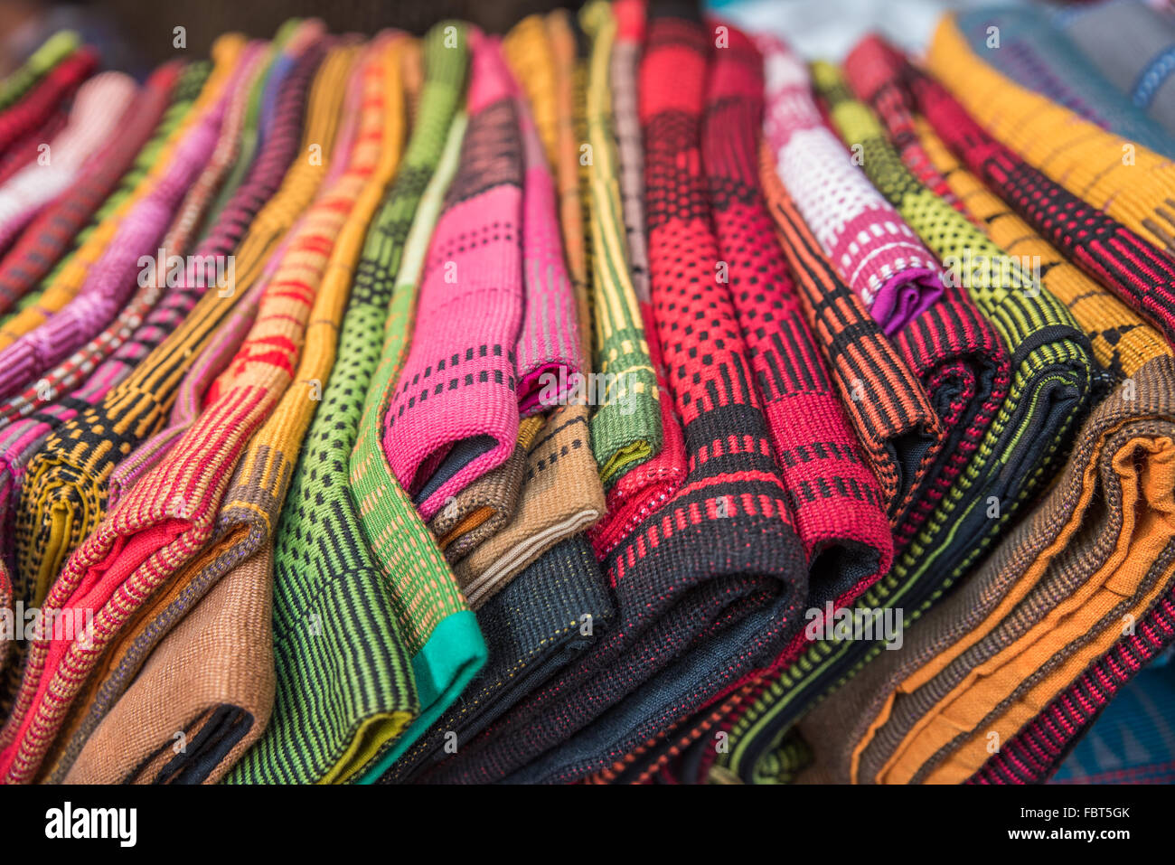Indian market. An assortment of traditional vibrant textiles for sale ...