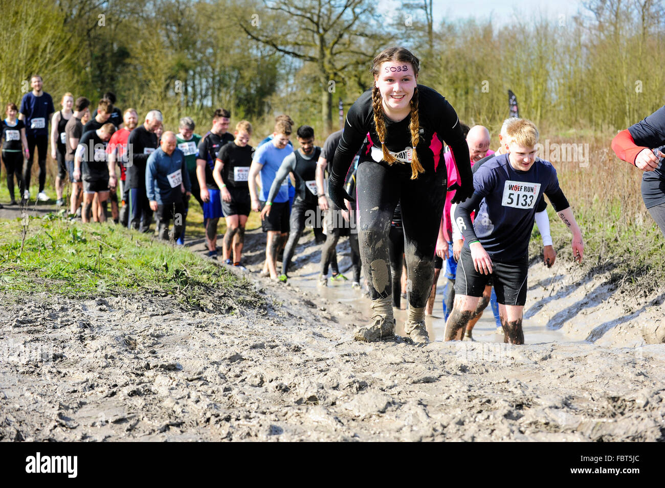 Runners at obstacle course race, UK Stock Photo - Alamy