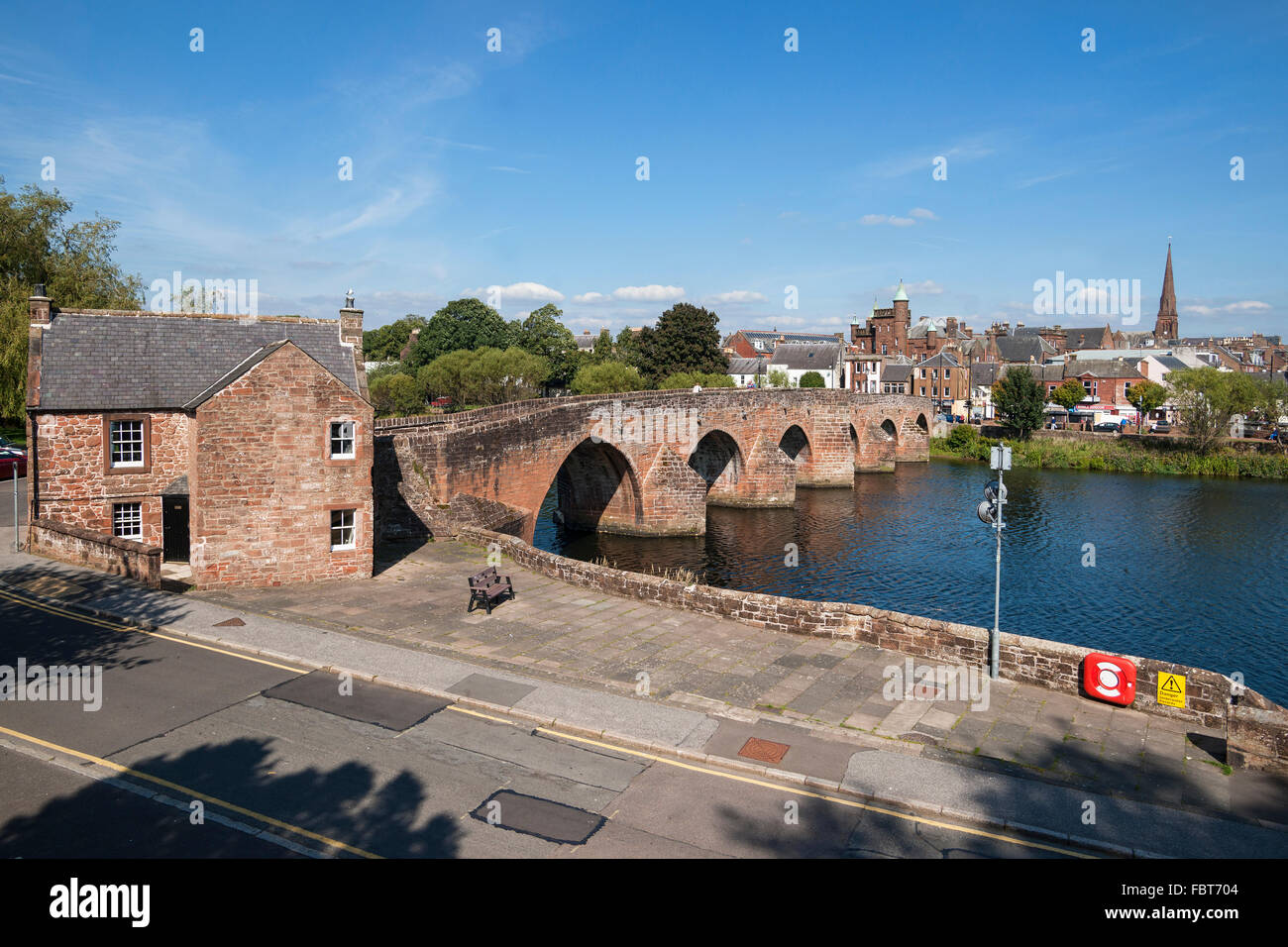 River Nith at Dumfries, Devorgilla Bridge, Scottish Borders, Scotland ...