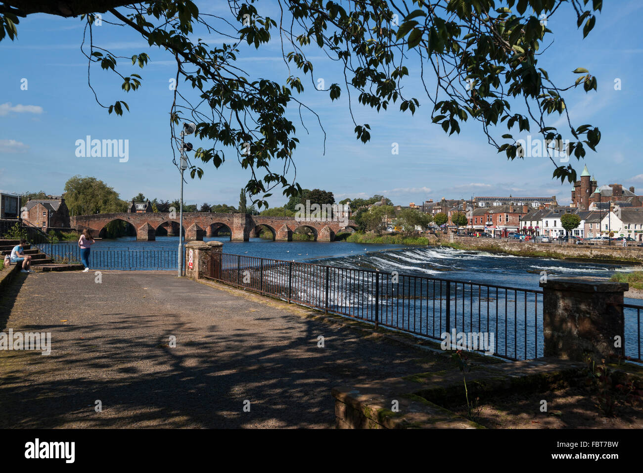 River Nith at Dumfries, Devorgilla Bridge, Scottish Borders, Scotland ...