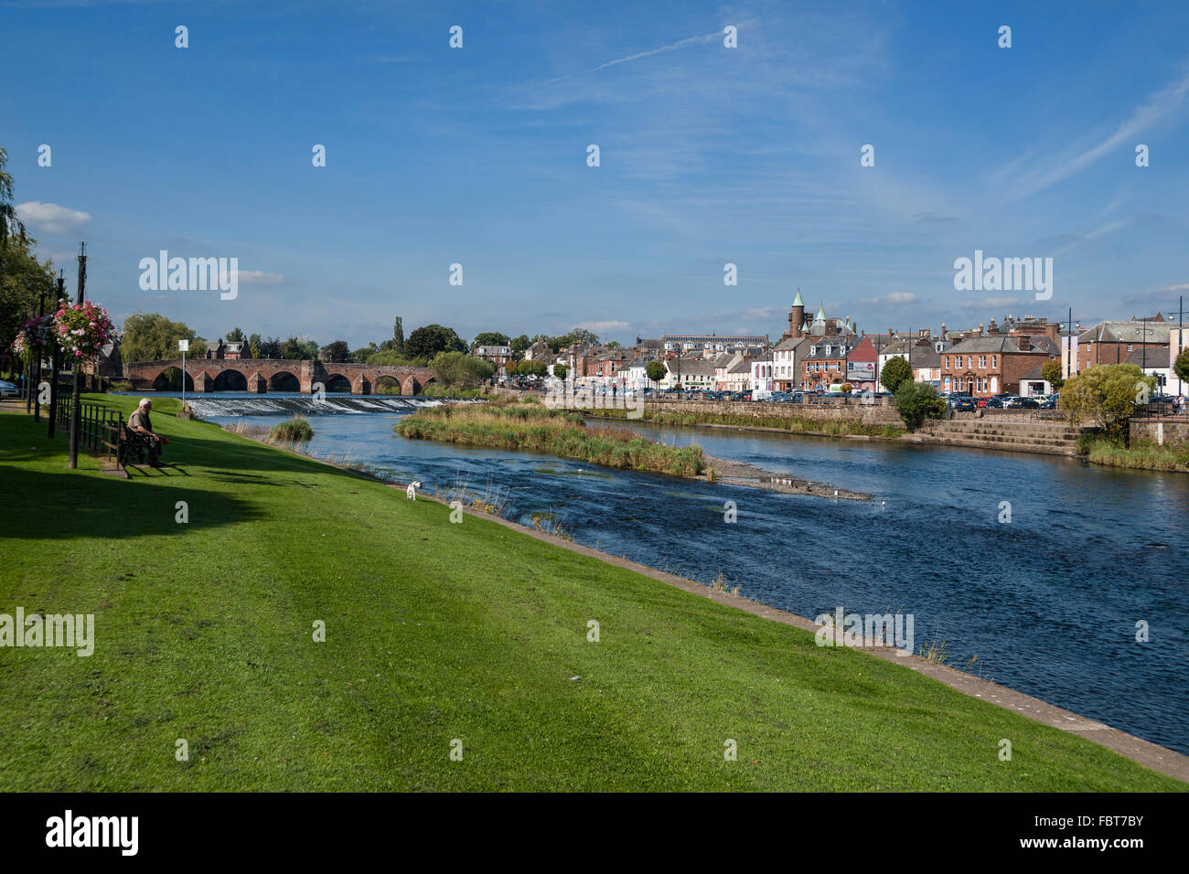 River Nith at Dumfries, Devorgilla Bridge, Scottish Borders, Scotland ...