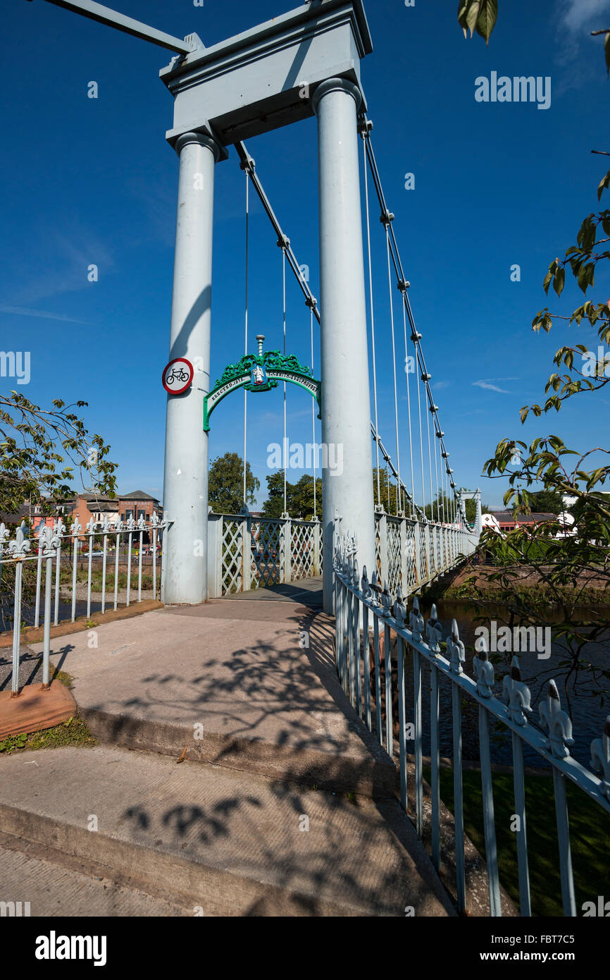 Loreburne suspension Bridge over river Nith, Dumfries, Scotland UK ...