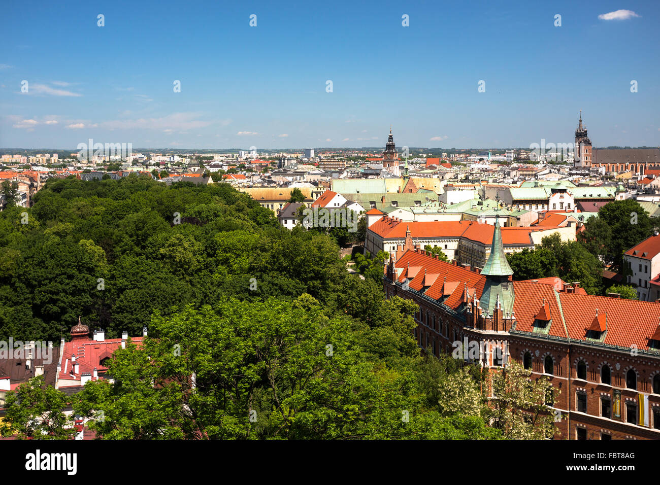 Aerial view of Krakow, Poland from Wawel Castle bell tower Stock Photo ...
