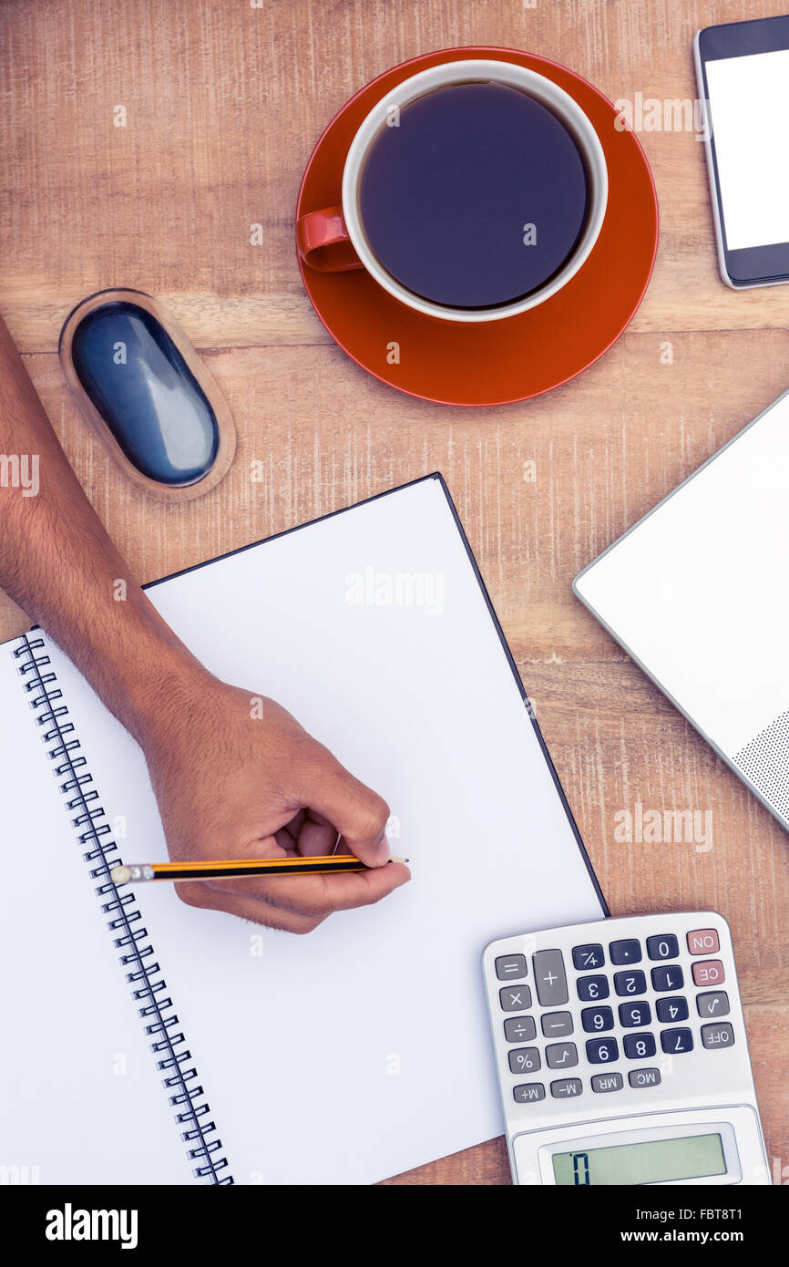 Cup coffee notebook calculator hi-res stock photography and images - Alamy