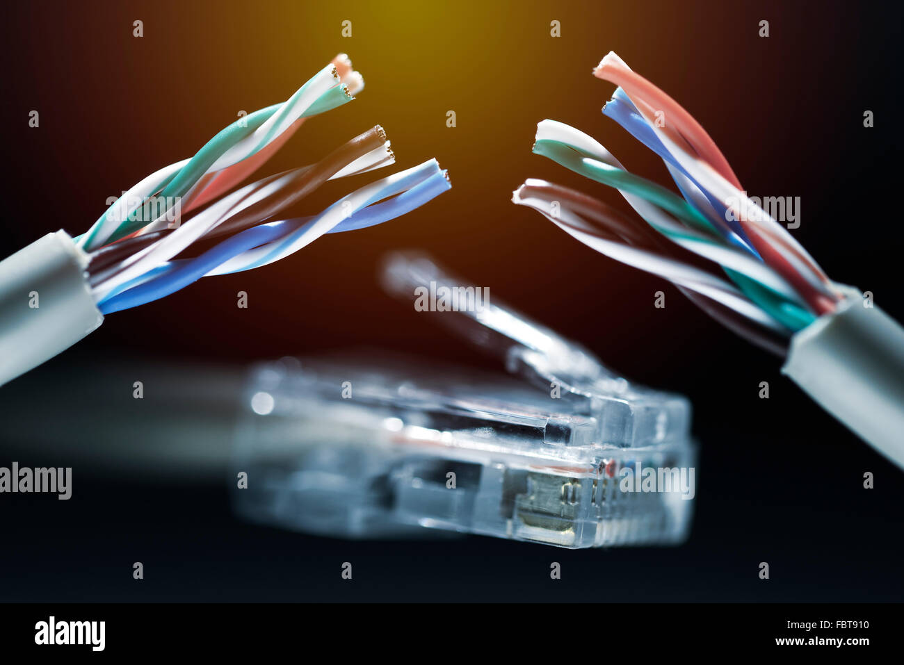 Broken internet cable, safe harbor statement Stock Photo - Alamy