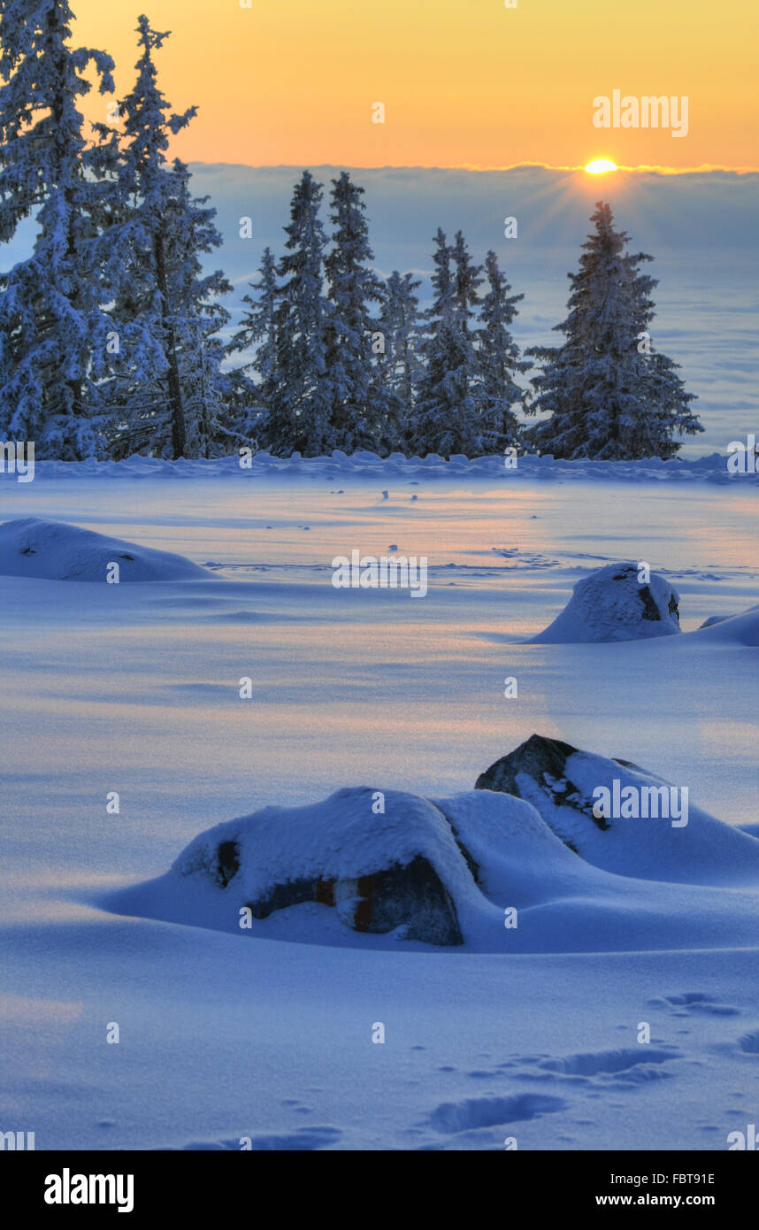 Sunset on the mountain Stock Photo - Alamy