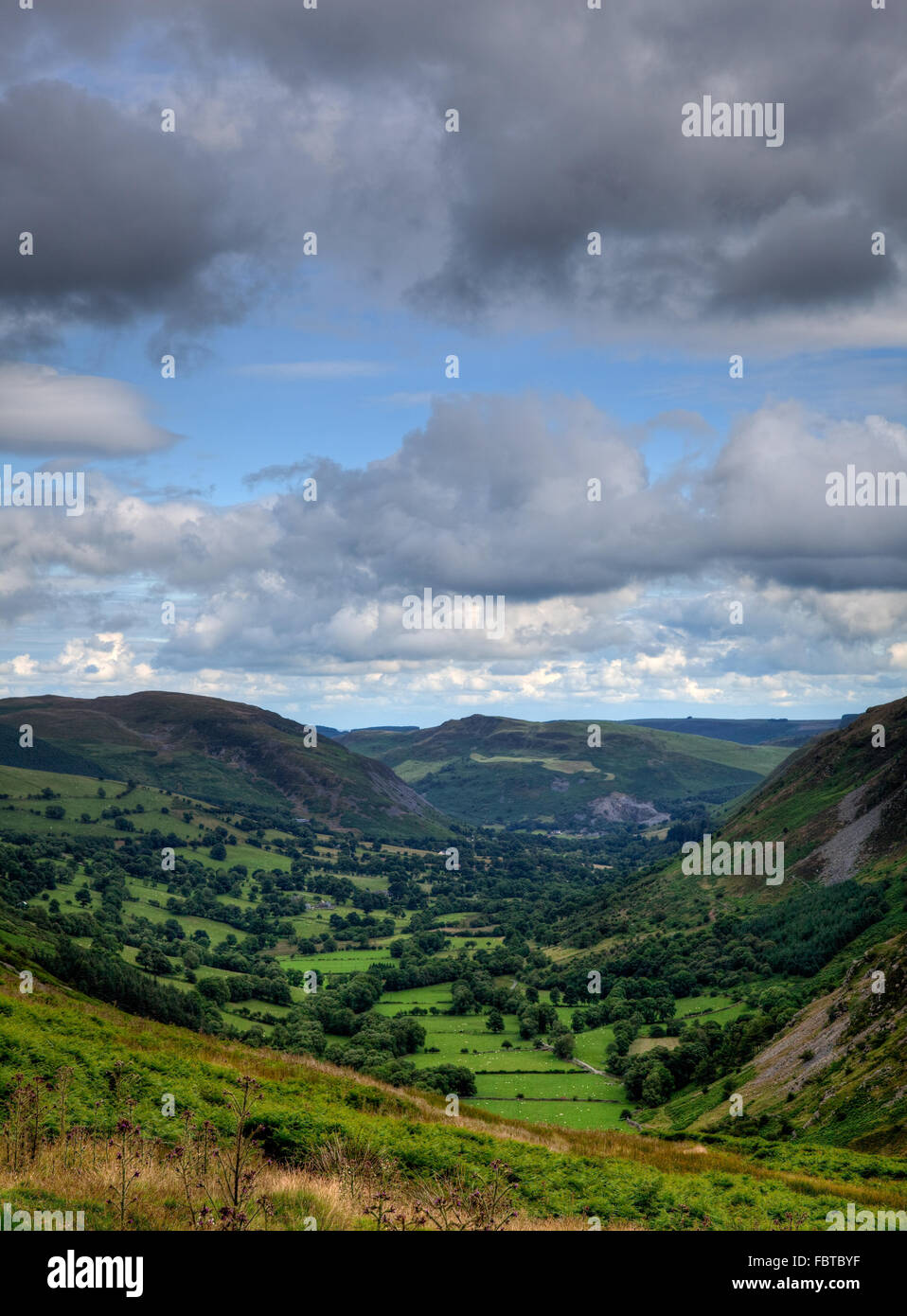 Vertical overview of a typical valley in north wales Stock Photo - Alamy