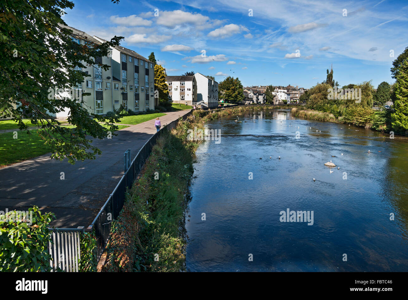 Walking beside the River Kent in Kendal, Cumbria, North England UK ...