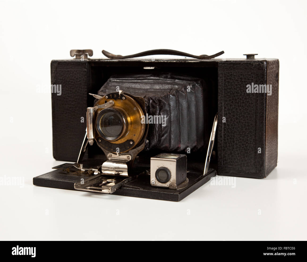 Antique bellows camera in side view isolated on white Stock Photo - Alamy