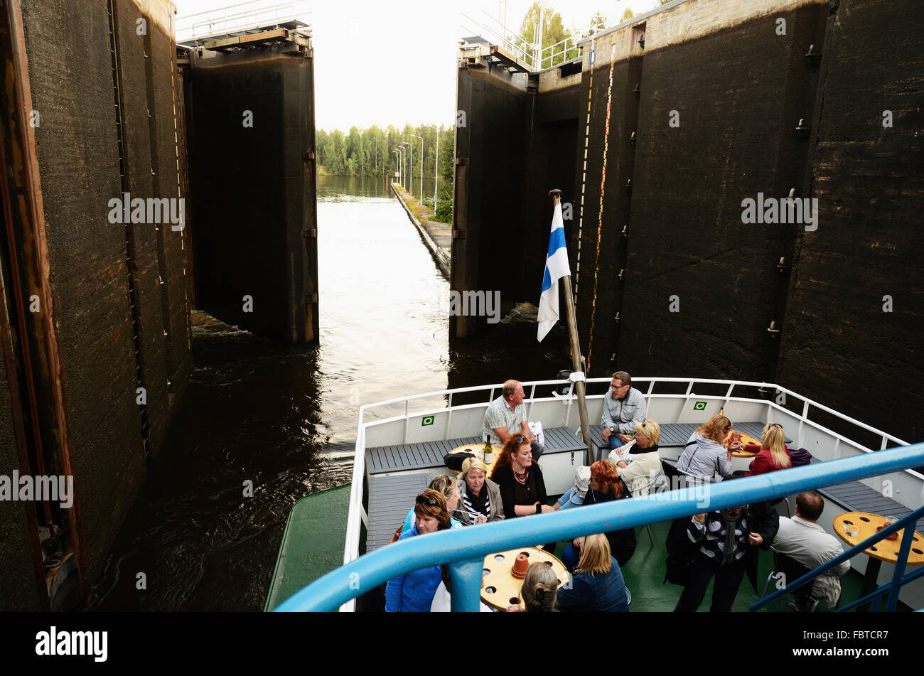 Entering a sluice channel. The Saimaa Canal is a transportation canal ...