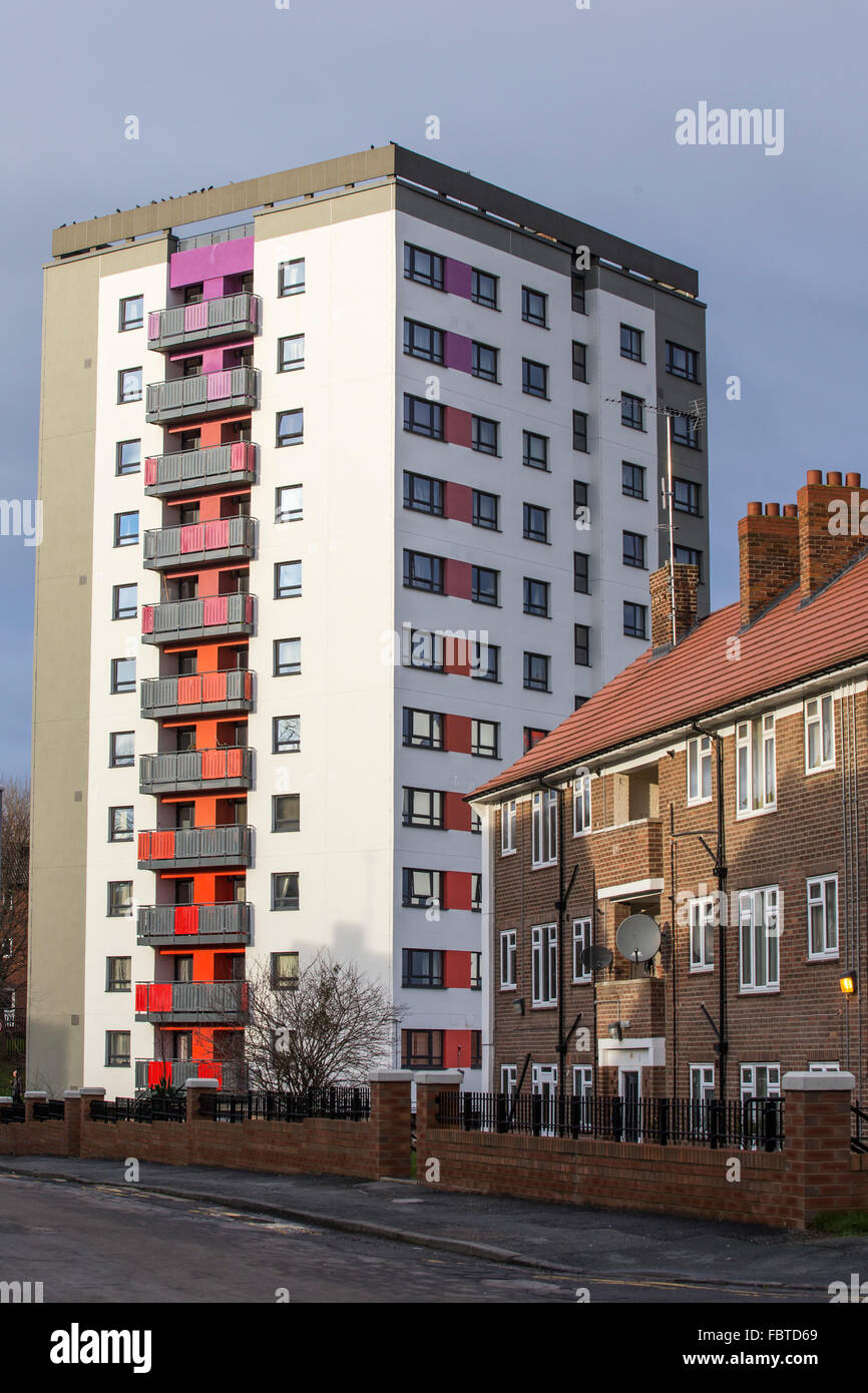 Council estate regeneration underway in Leeds. Old high rise council ...