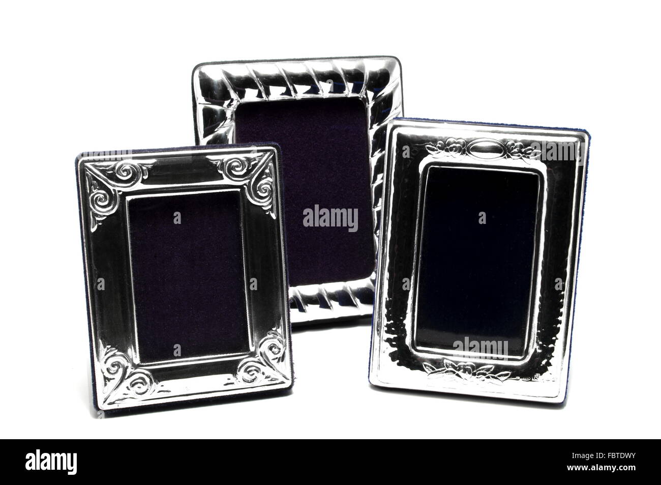 Three silver carved frame isolated on white Stock Photo - Alamy