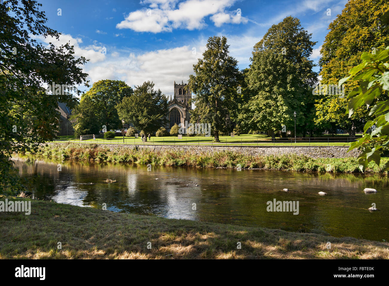 Walking beside the River Kent in Kendal, Cumbria, North England UK ...