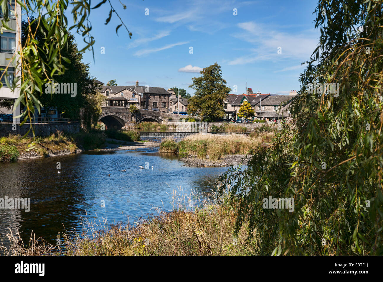Walking beside the River Kent in Kendal, Cumbria, North England UK ...
