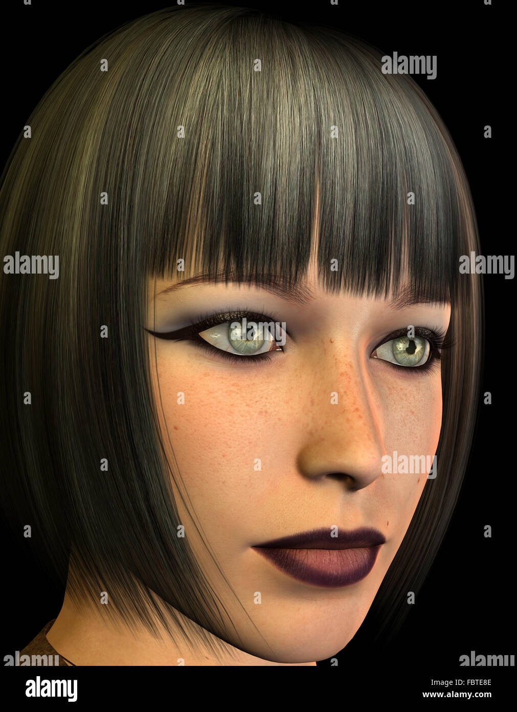 Woman's Head with Bob Hairstyle Stock Photo - Alamy