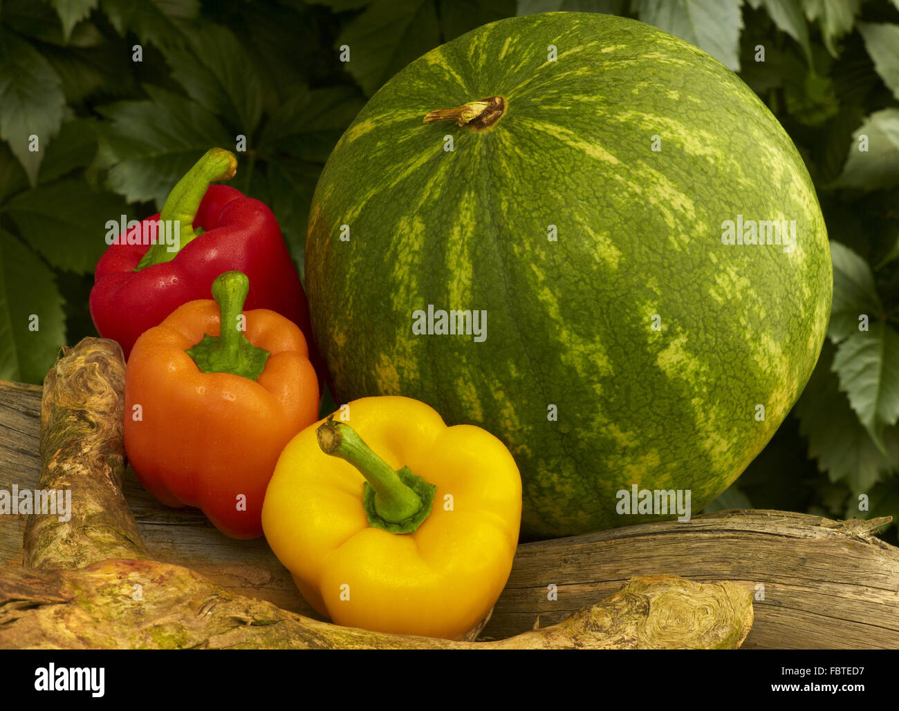 Melon, paprika and roots Stock Photo - Alamy