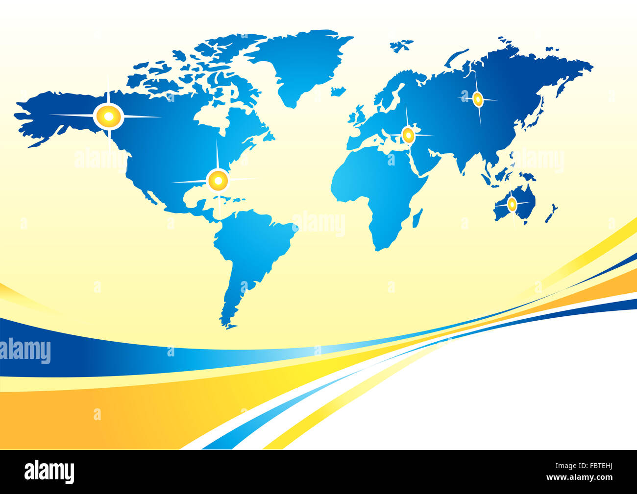 Network on map Stock Photo - Alamy