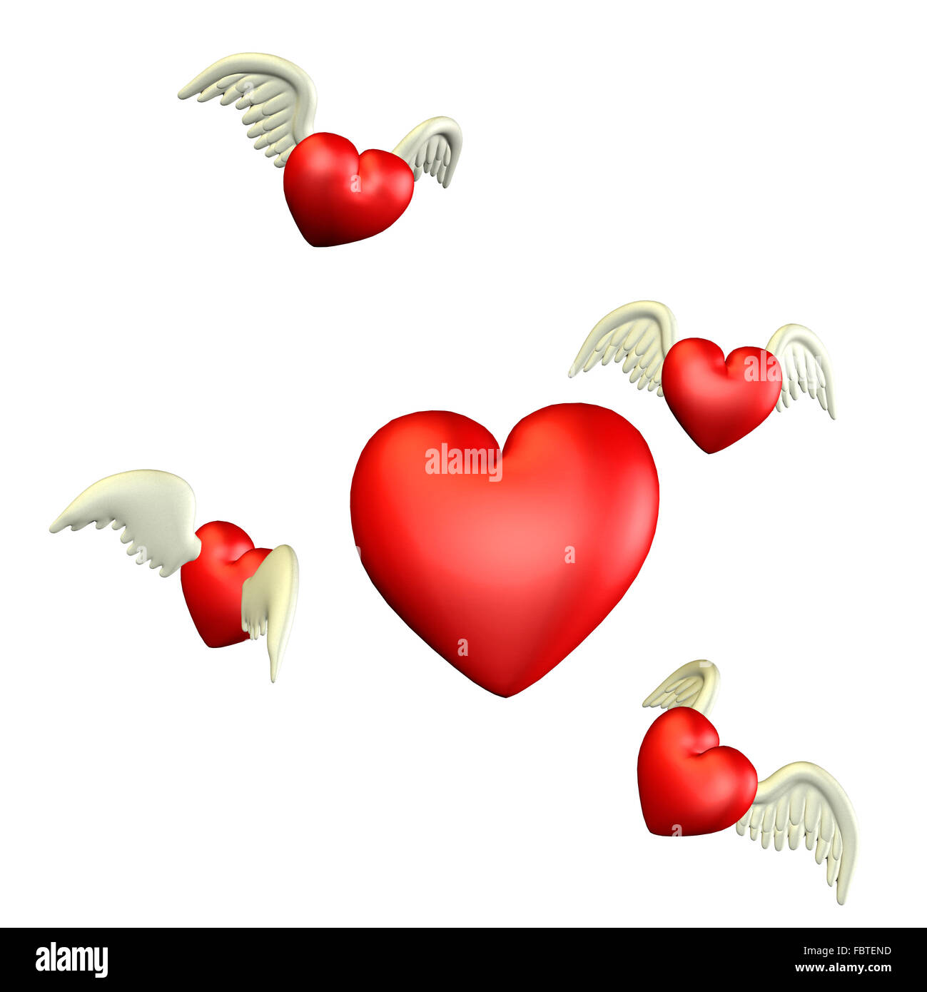 3d hearts with wings flying red heart hi-res stock photography and ...