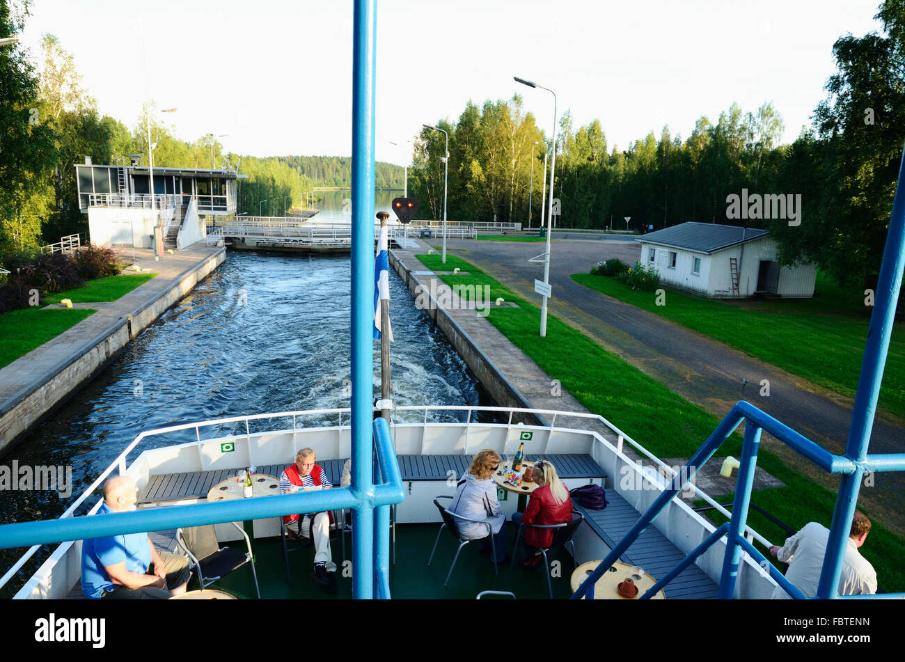 Locks connecting the lakes. The Saimaa Canal, Russia border Finland ...