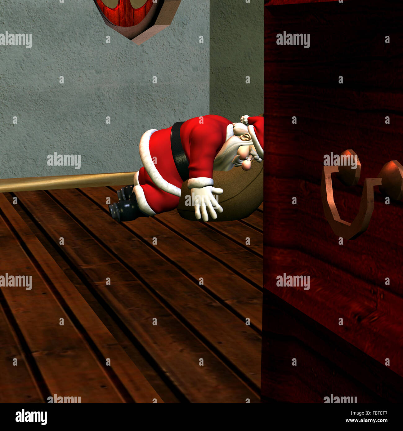 Santa claus open christmas door hi-res stock photography and images - Alamy