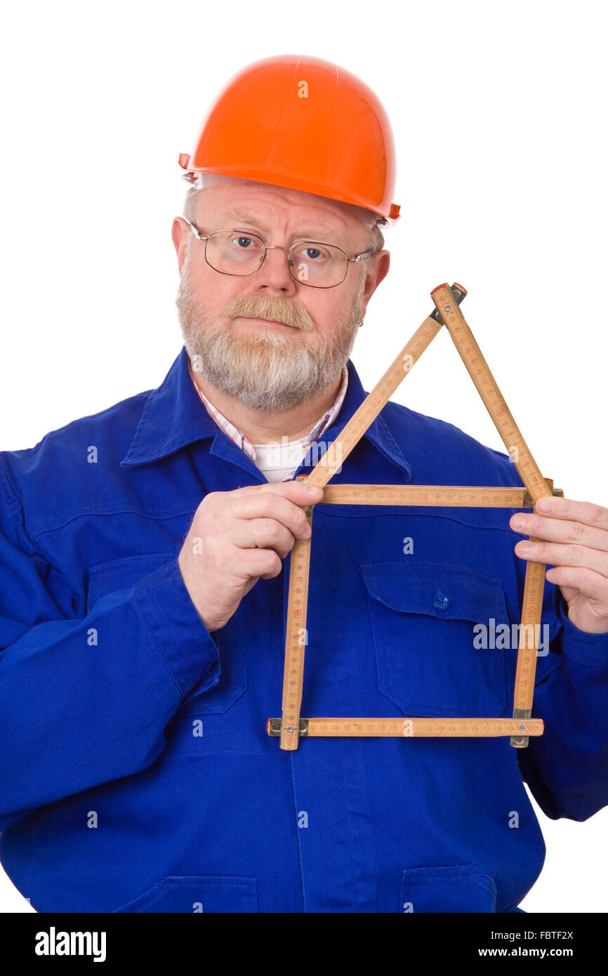 Craftsman with ruler Stock Photo - Alamy