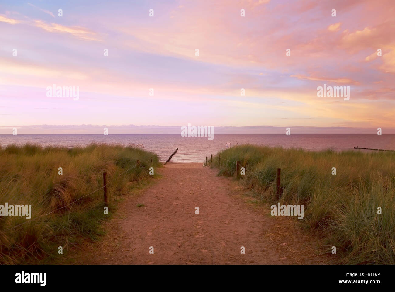 path sea sunset Stock Photo - Alamy