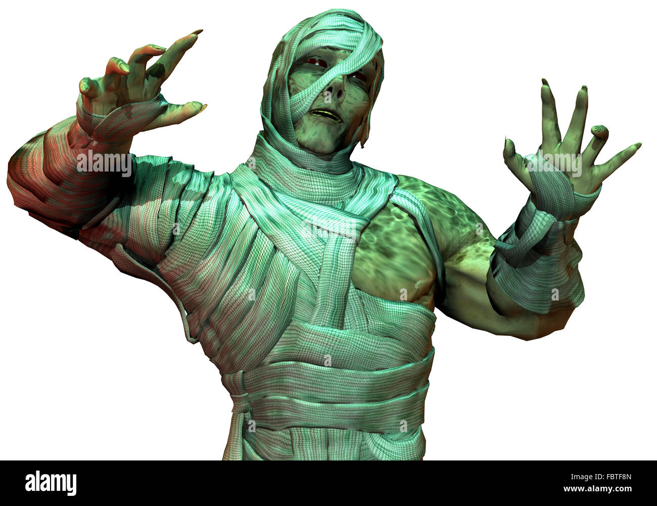 Undead mummy in the green neon light Stock Photo - Alamy