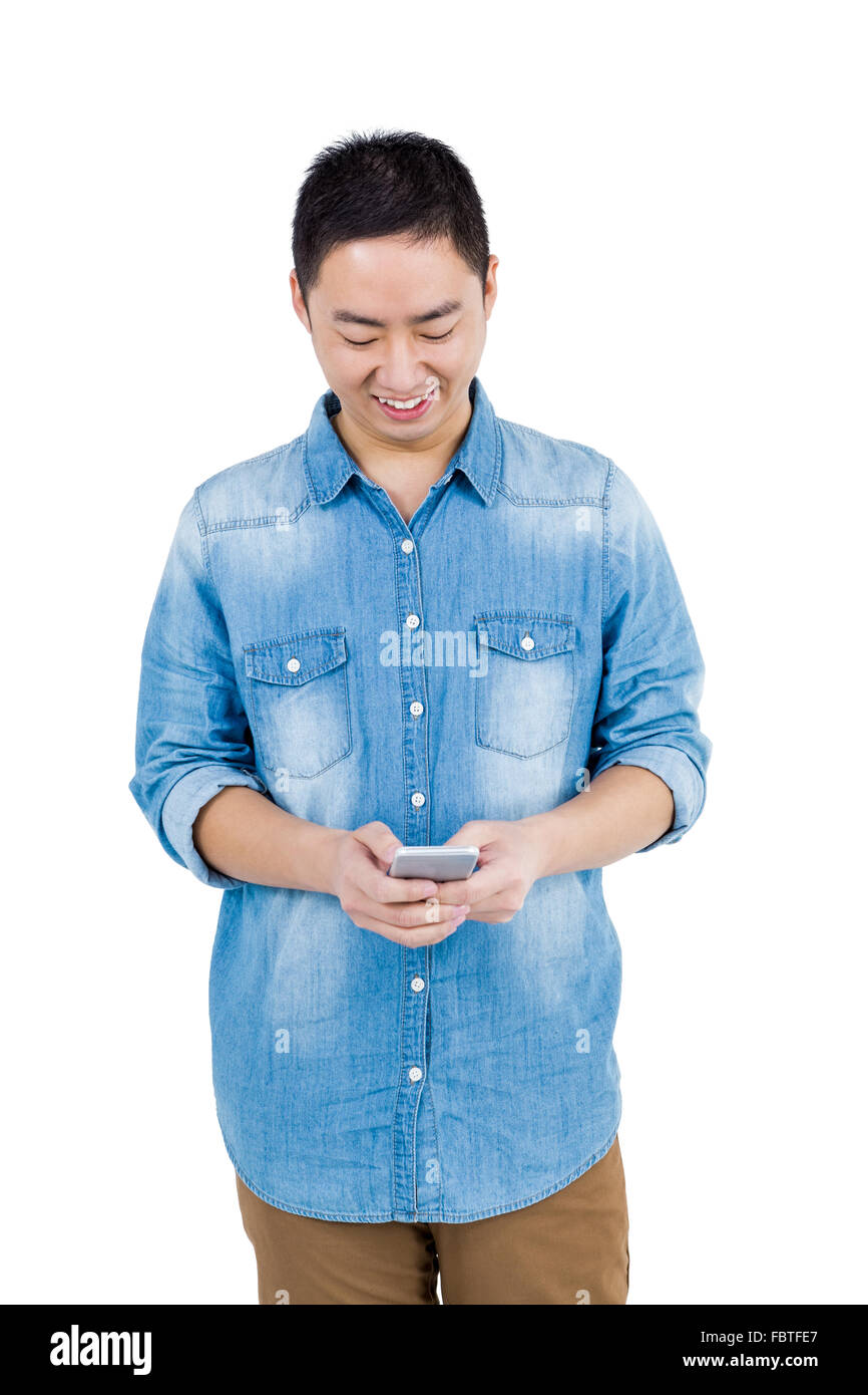 Chinese man touching smartphone hi-res stock photography and images - Alamy
