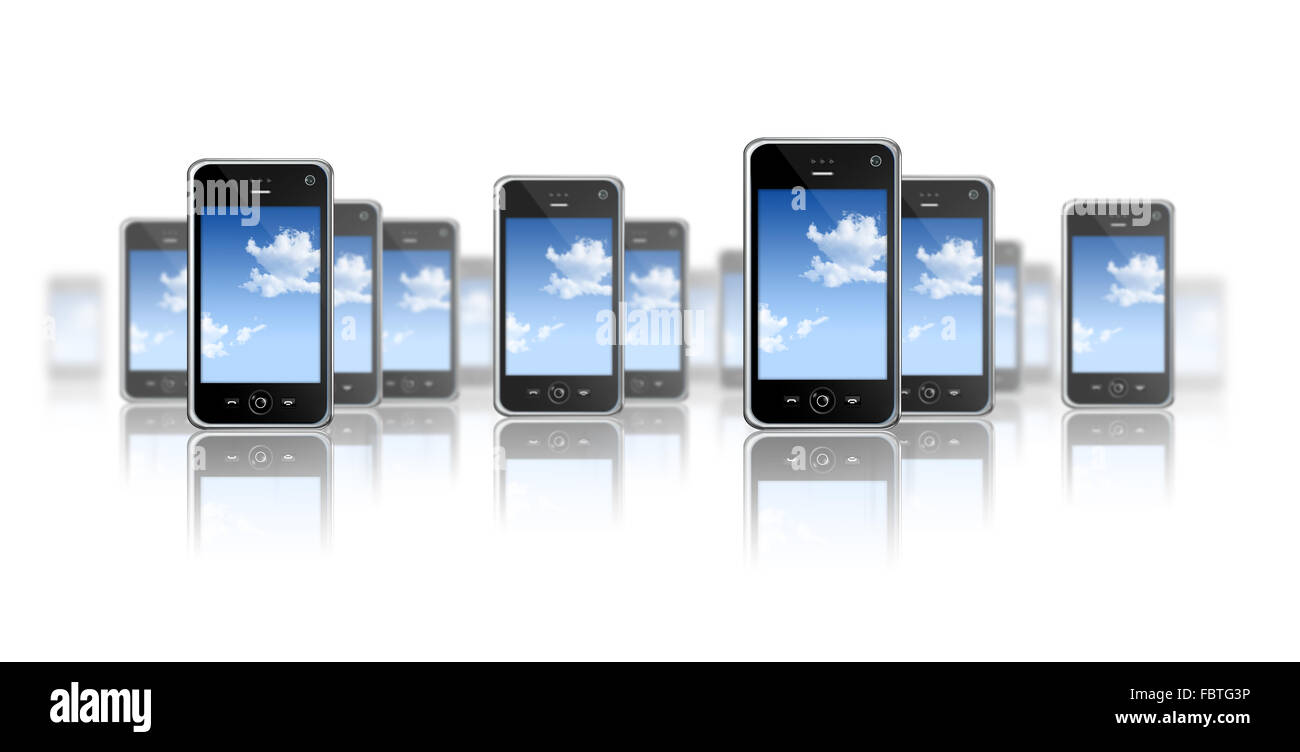 With their mobile phones Cut Out Stock Images & Pictures - Alamy