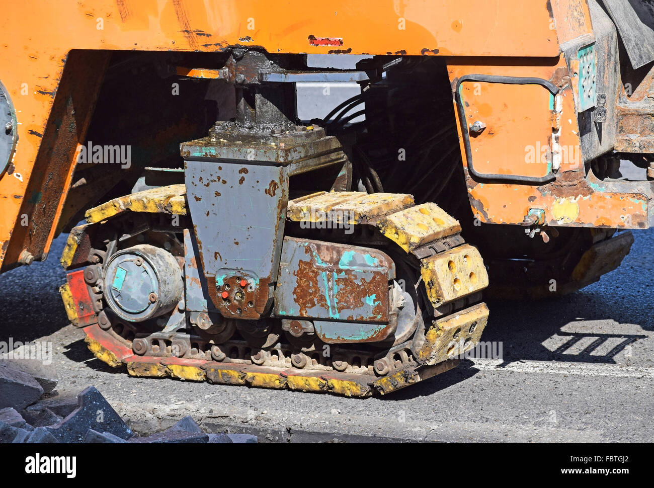 Track of the road milling vehicle at the road construction Stock Photo ...