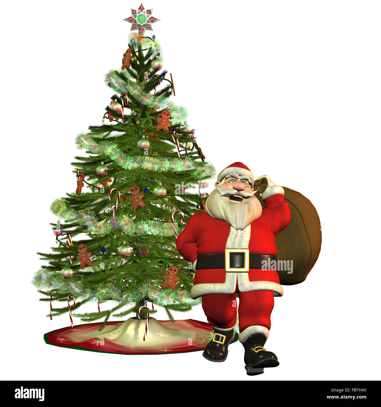 Santa Claus with Christmas tree Stock Photo - Alamy