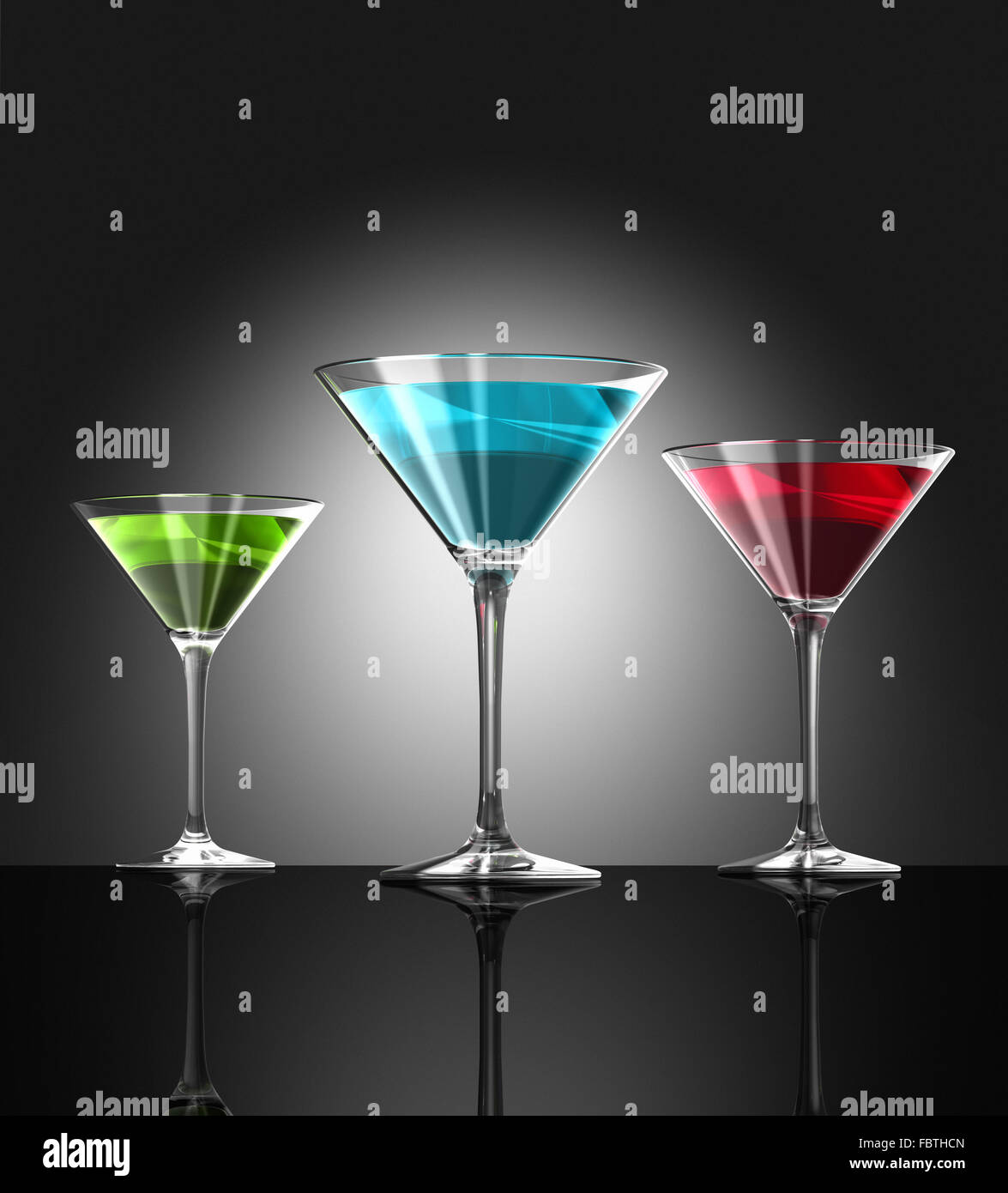 red, green and blue cocktail glasses Stock Photo - Alamy