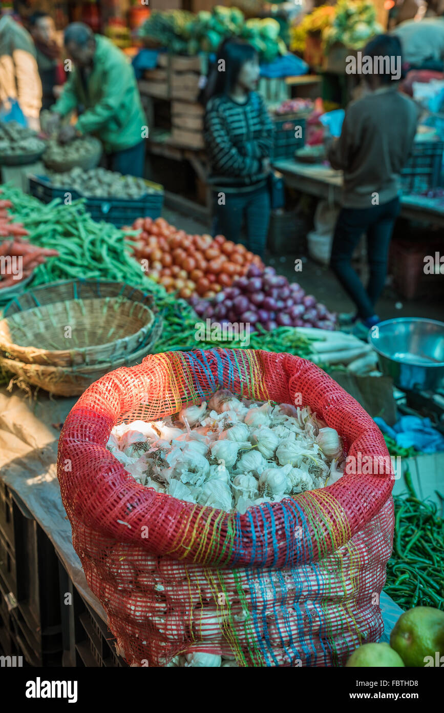 Indian market. A bustling vibrant market full of shoppers and fresh ...