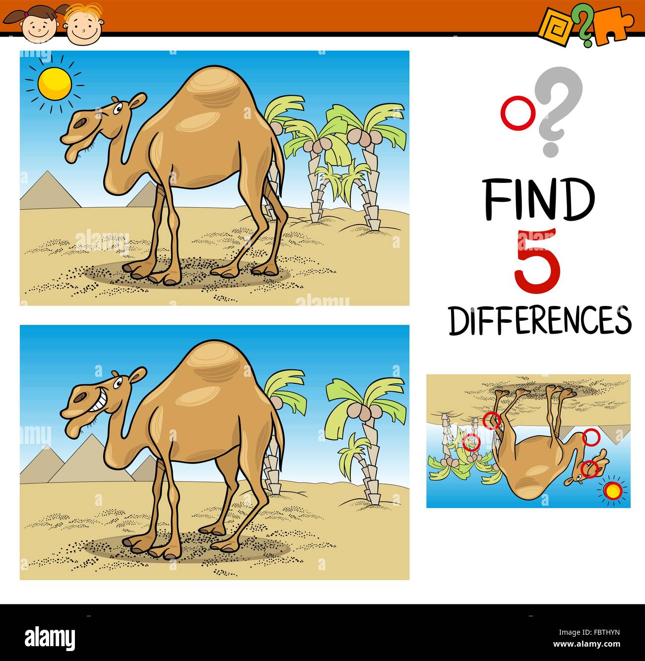 Cartoon Illustration of Finding Differences Educational Task for ...