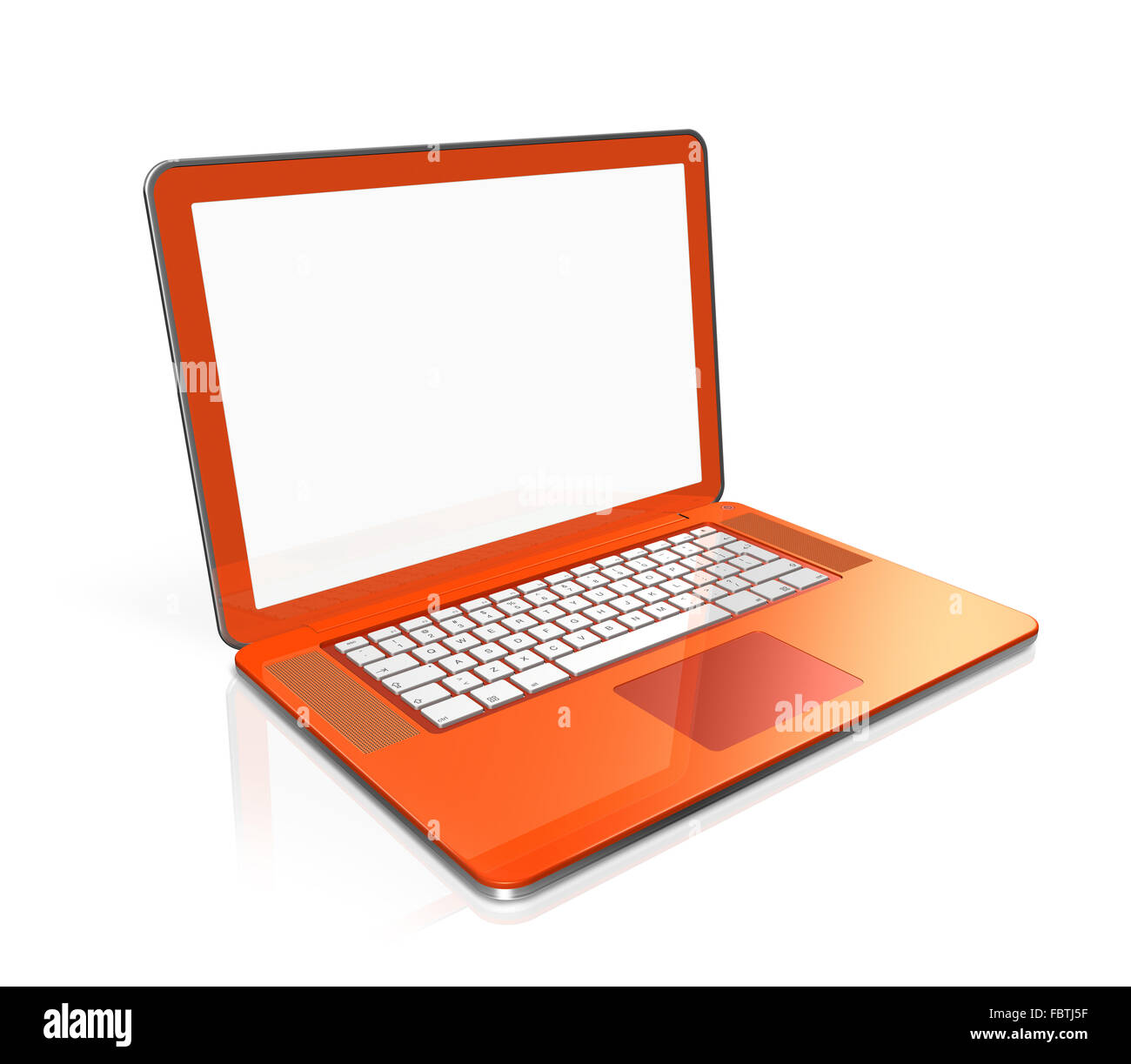 orange Laptop computer isolated on white Stock Photo - Alamy