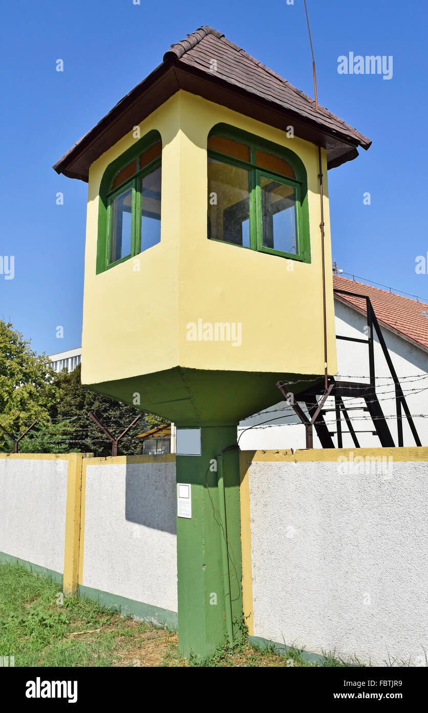 Watch towers of the army base on the street Stock Photo - Alamy
