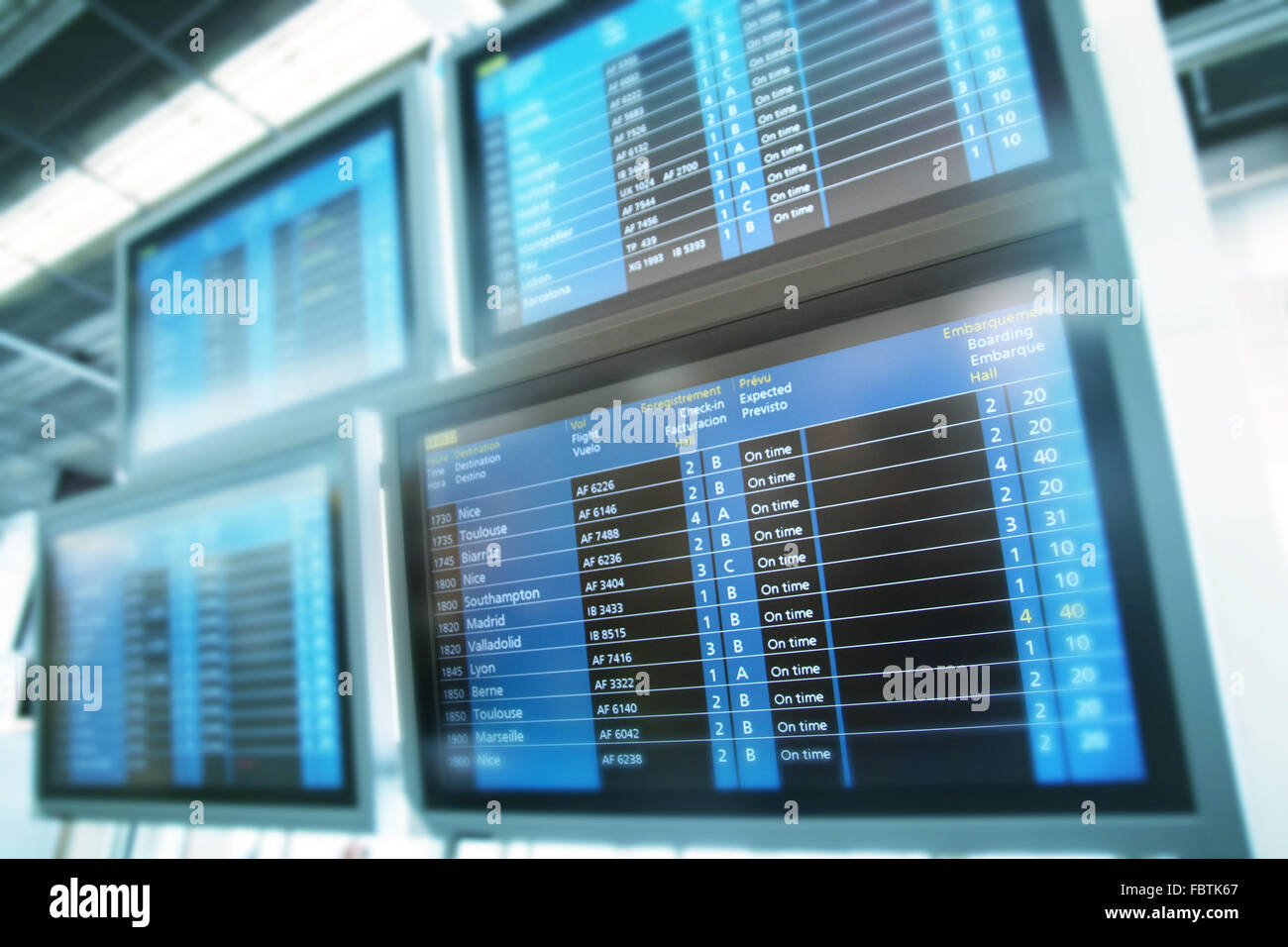 Airport flight board information Stock Photo - Alamy