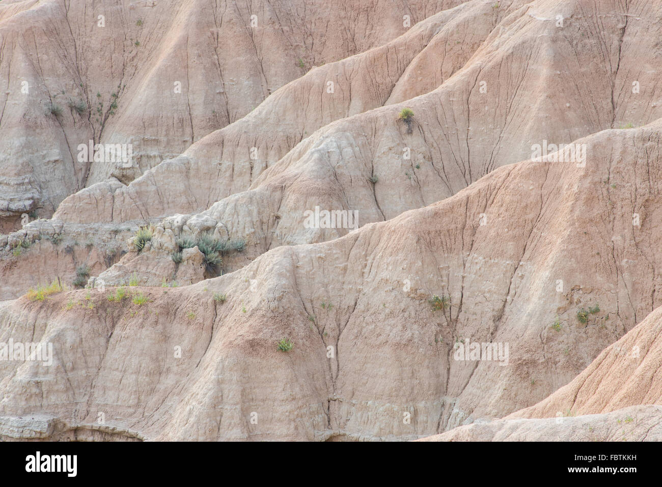 Detail of the rock soil geologic features of Badlands National Park. In ...