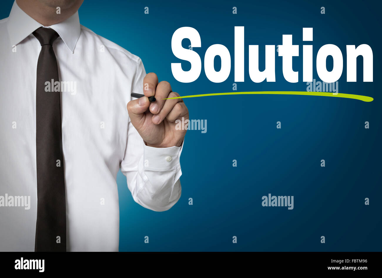 Solution is written by businessman background concept Stock Photo - Alamy